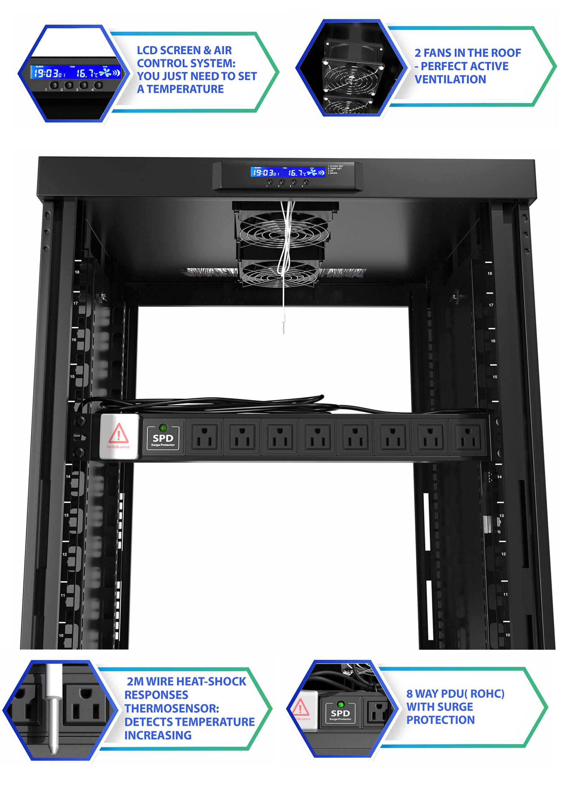 12U 35″ Depth PORTABLE UNDER DESK 19″ Enclosure SYSRACKS PR 12.900 to ...