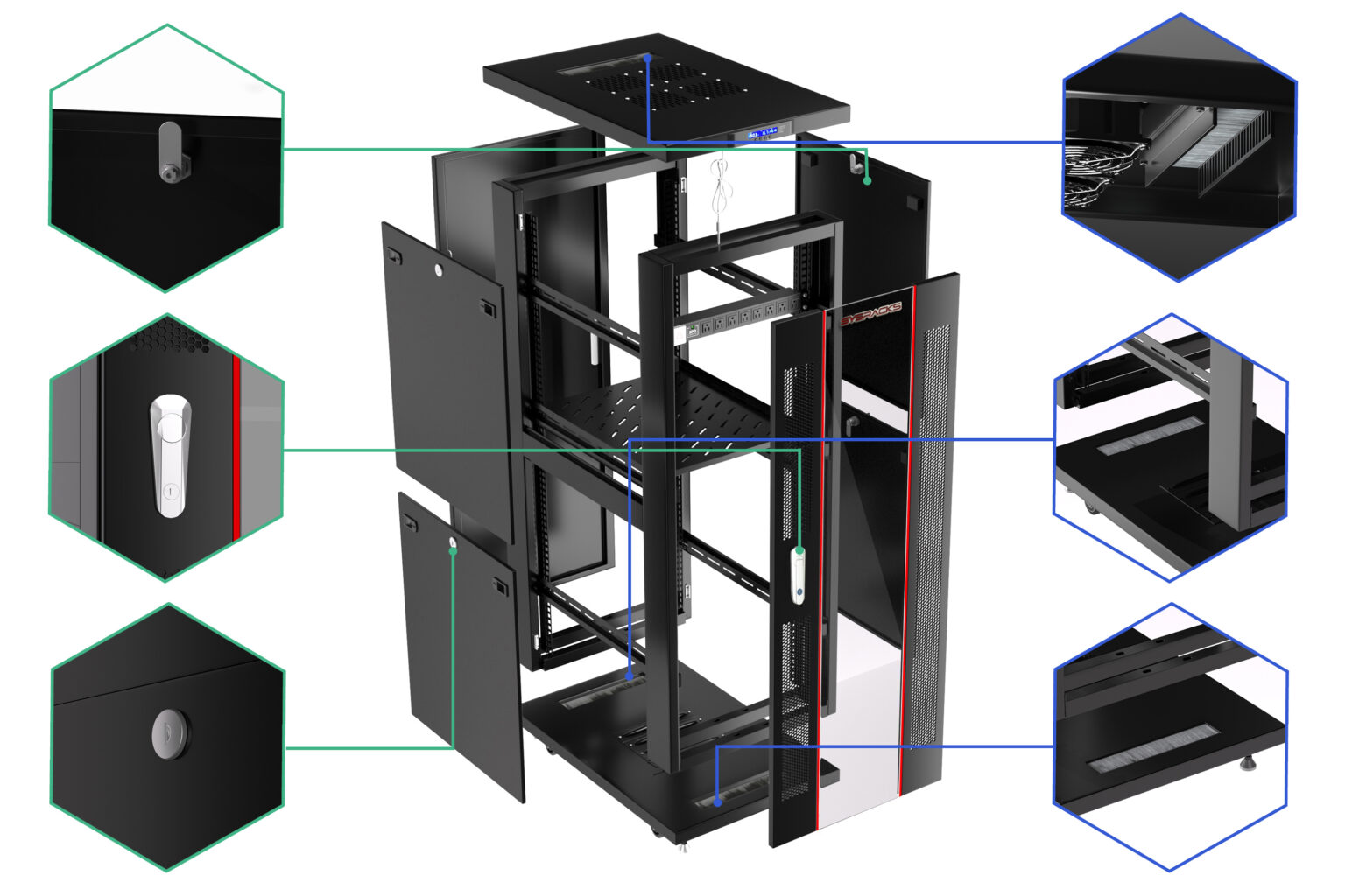 32U IT Server Rack Cabinet with 24 inch rack SRF 32.6.6 to buy | Sysracks